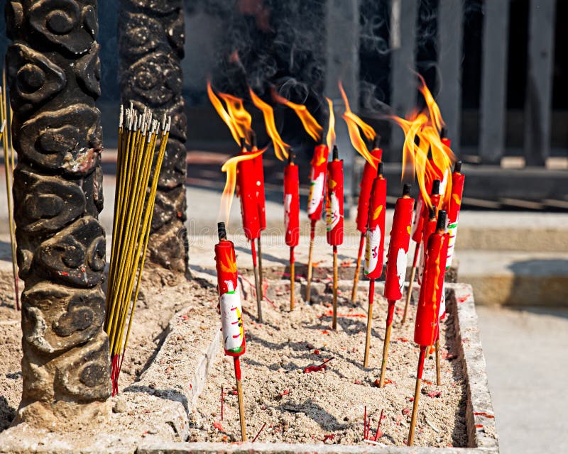 Red incense sticks stock photo. Image of decoration - 162776184