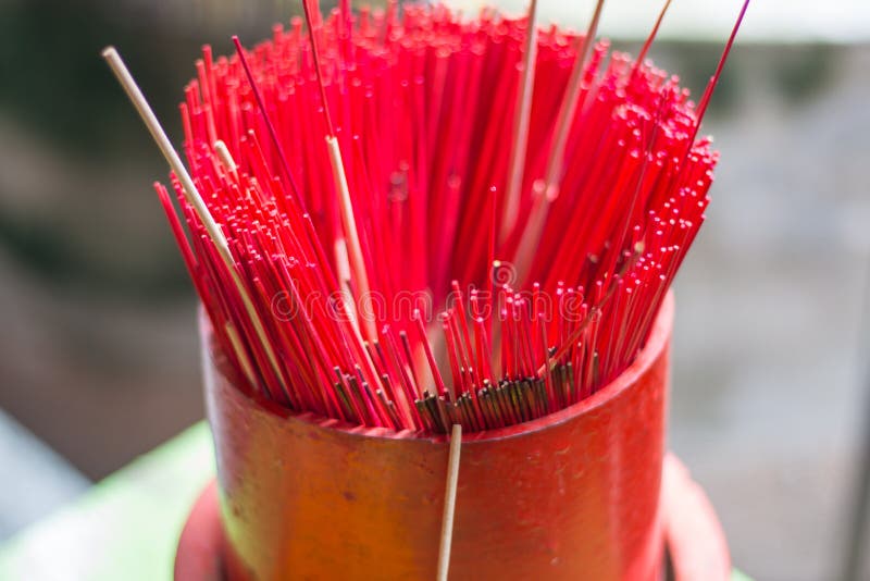 Red Incense Sticks in Joss Stick Pot Stock Photo - Image of belief ...