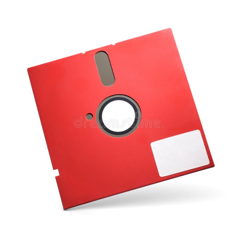 Red 5.25 Inch Retro Floppy Disk or Diskette Isolated on White ...
