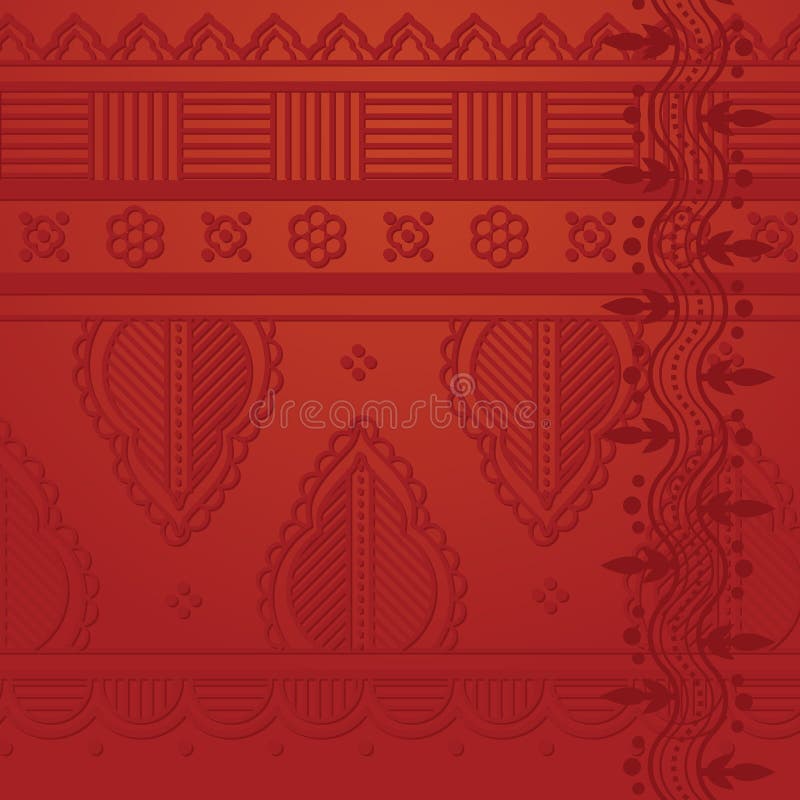 Indian Style Background Red Pondicherry Border Stencil For Walls,