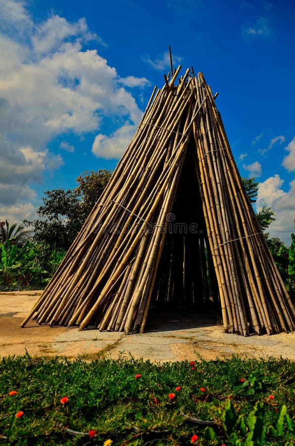 Red Indian bamboo arch stock image. Image of park, bamboo - 167009435