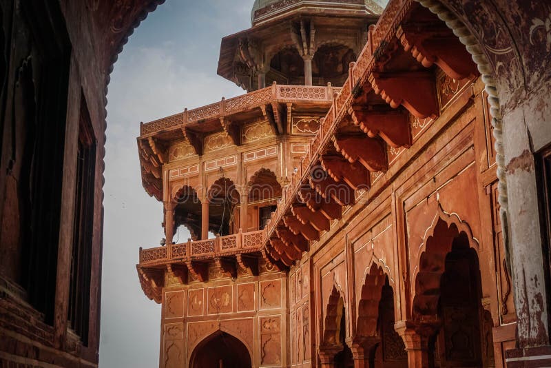Red Indian Building in the City of Agra. India Stock Photo - Image of ...