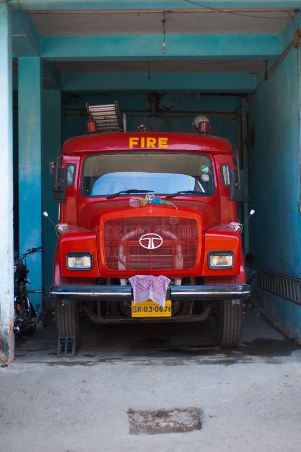 Red Indian Fire Truck Tata editorial stock image. Image of dilapidated ...