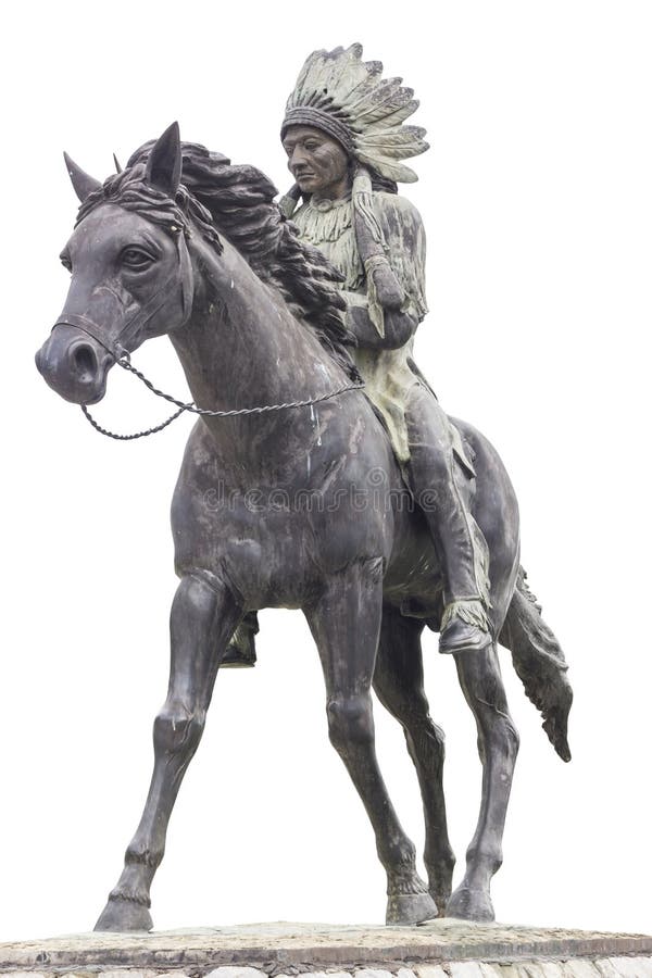 Red Indian statue stock image. Image of indigenous, horse - 49282845