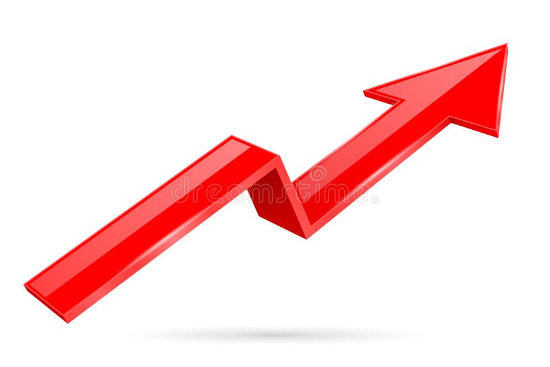 Red Indication Arrow. Moving Up 3d Financinal Sign Stock Vector ...