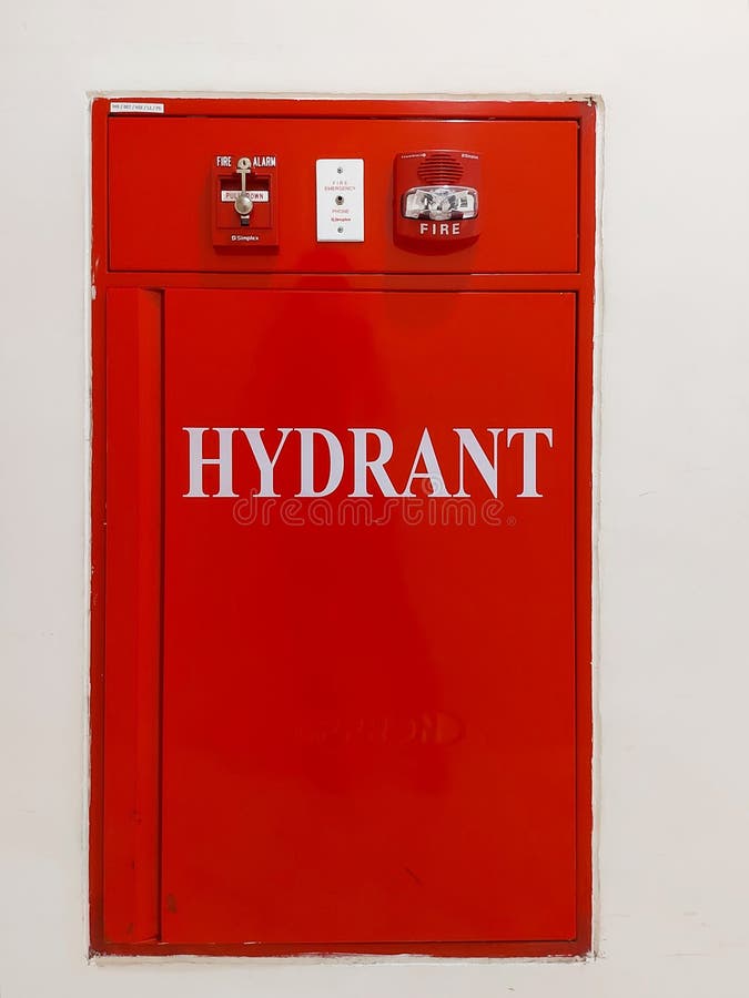 Red Indoor Hydrant Box for Safety. Isolated Background Stock Photo ...