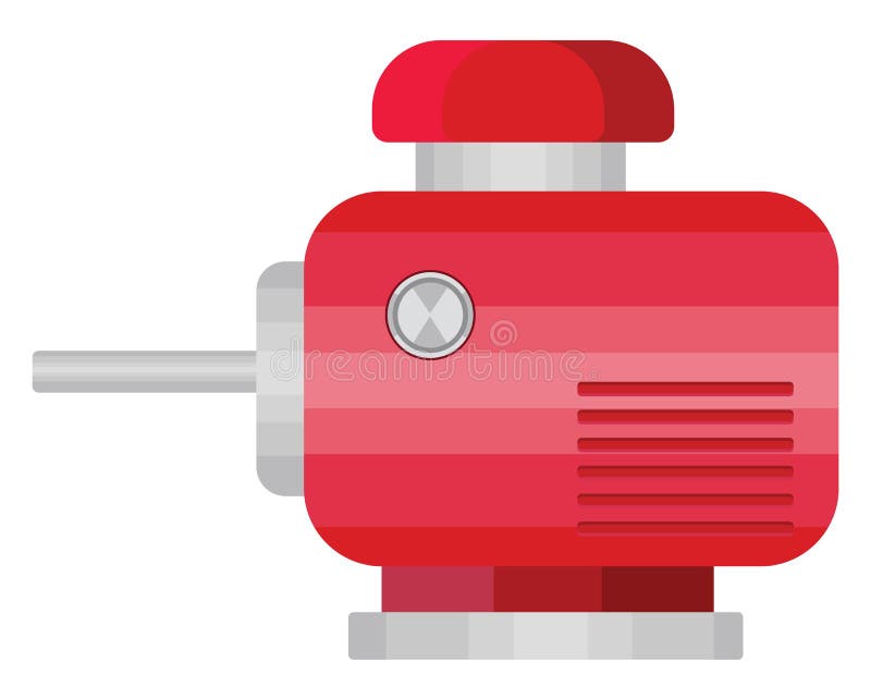 Red induction motor, icon stock vector. Illustration of steel - 261386388
