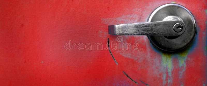 Red Industrial Metal Door with Handles for Opening and Locks Security ...