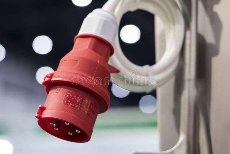 Red Industrial power plug stock photo. Image of electric - 115907072