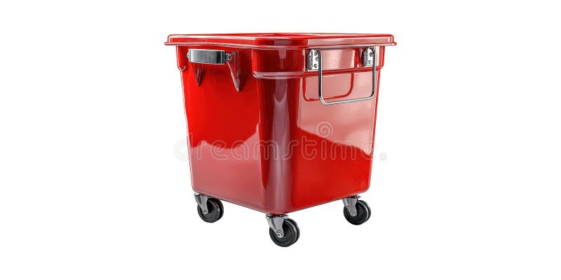 Red Industrial Waste Bin Wheels. Efficient Waste Management Solution ...