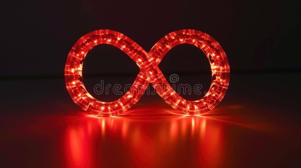 Red Infinity Neon Lights Symbol on Dark Background Stock Illustration ...