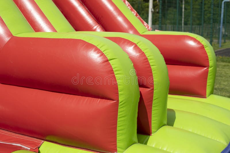Red Inflatable Design. Inflatable Slide Stock Image - Image of cute ...