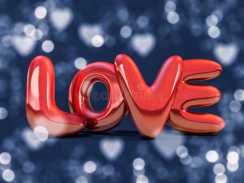 Red Inflatable Word Love. 3D. Stock Illustration - Illustration of ...