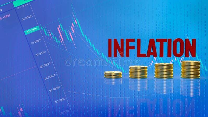 The Red Inflation and Gold Coins on Business Background 3d Rendering ...