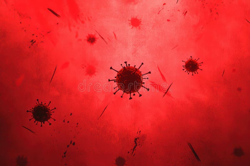 Red Influenza Outbreak Background: Microscopic View of Floating Virus ...