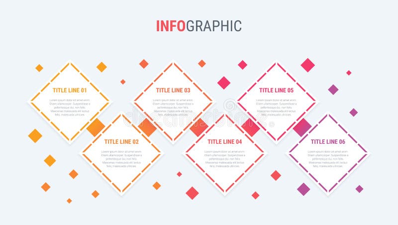 Red Infographic Template. 6 Options Square Design. Vector Timeline ...