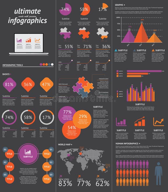 Red Infographics and Business Graph and Circle Vector Elements Stock ...
