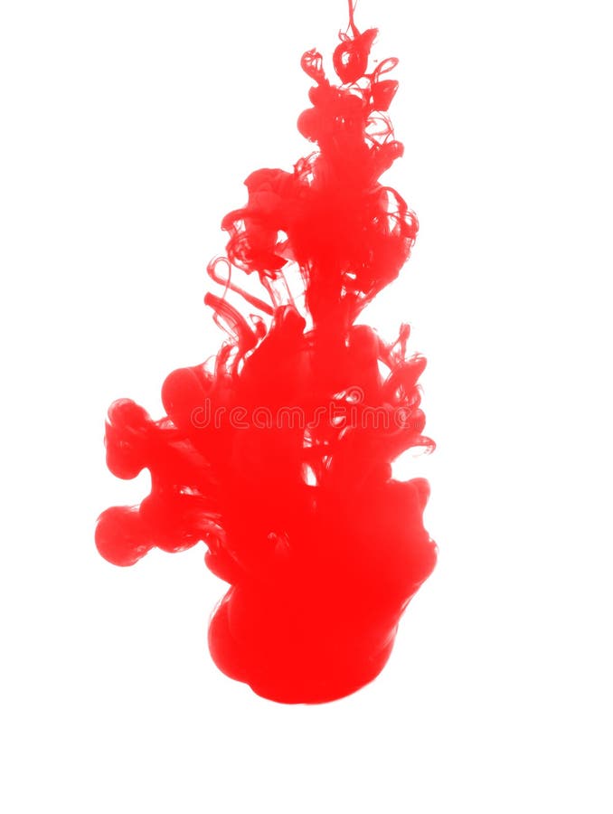 Red Ink Drop in Water Isolated Stock Image - Image of thai, abstract ...