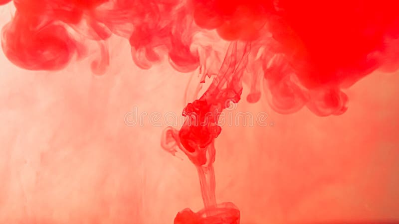 Red Ink Drop in Water on White Background. Watercolor Paint Splash ...