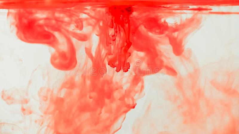 Red Ink Drop in Water on White Background. Watercolor Paint Splash ...