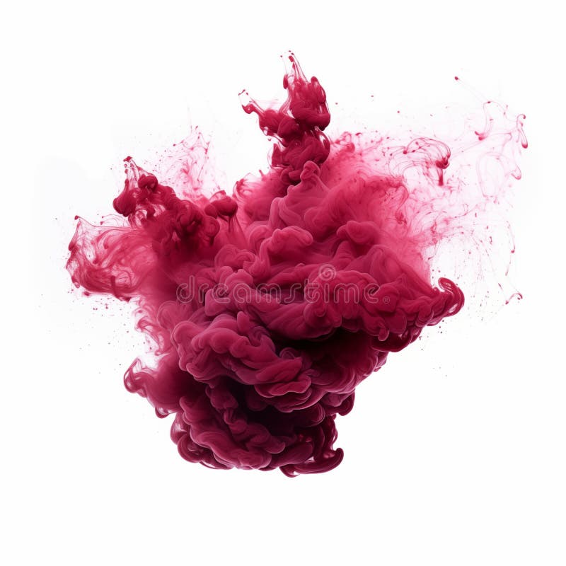 Red Ink Splash in Water Creating Abstract Shape Isolated on White ...