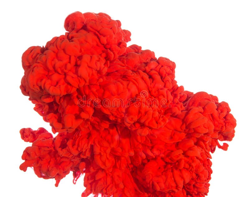 Red Ink Splash in Water Isolated on White Background Stock Image ...