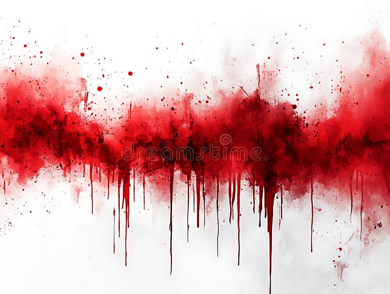 Red Ink Splatter with Dripping Paint Brush Effect on White Background ...