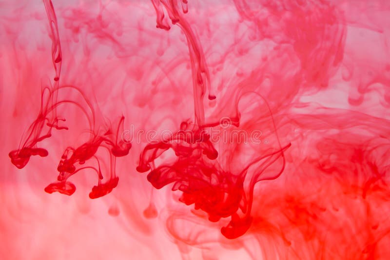 Red Ink in the Water Abstract Background. Swirls of Paint in Liquid ...