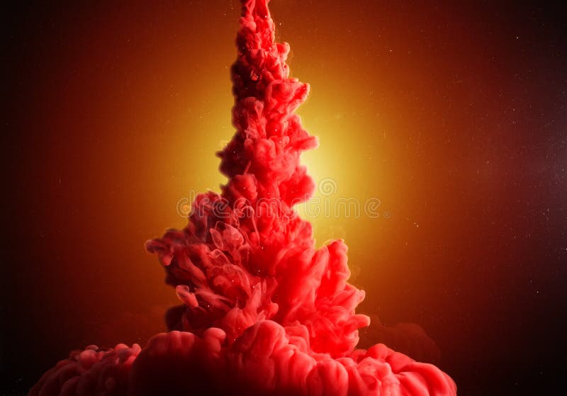Red Ink in Water on a Dark Glowing Background Stock Image - Image of ...