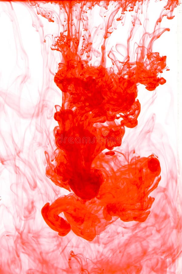 Red Ink in Water Isolated on White. Stock Photo - Image of depression ...