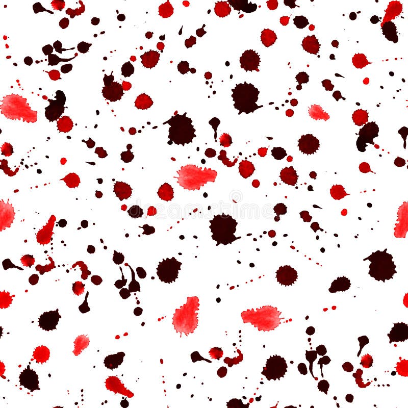 Red Ink Watercolor Blots Seamless Pattern Stock Image - Image of ...