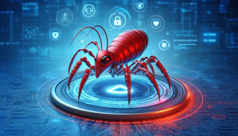Red Insect Representing Cyber Threat and Security Risks Stock ...
