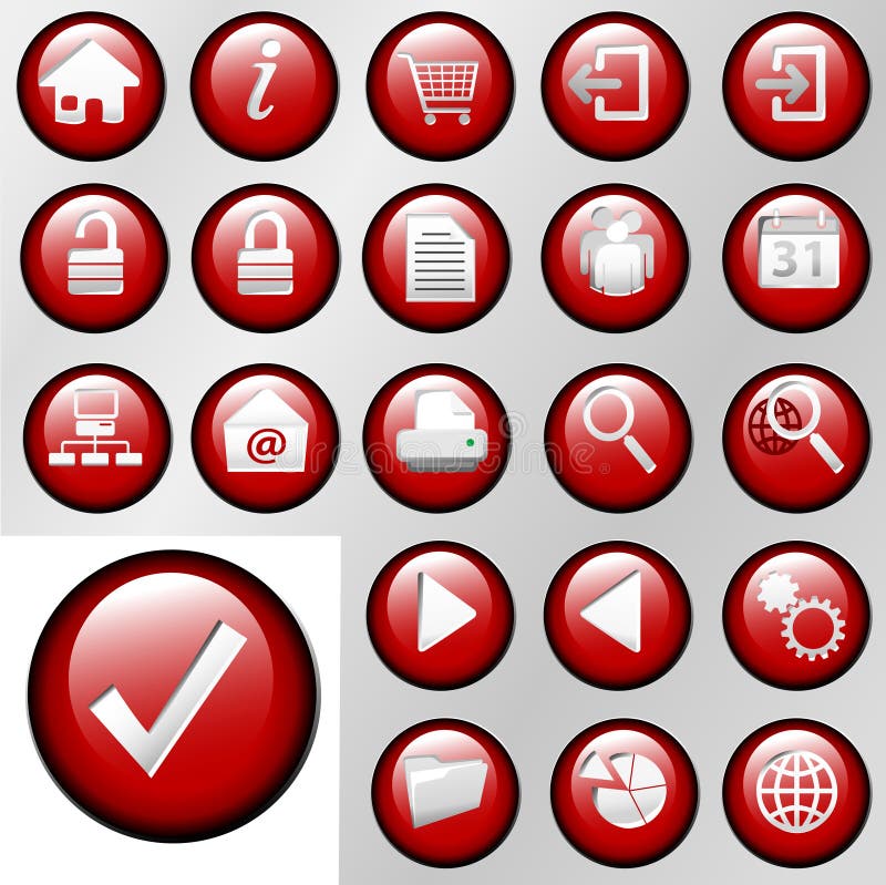Red Web Navigation Icon Set Stock Vector - Illustration of shopping ...