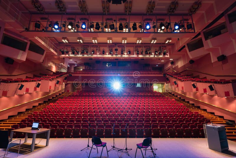 Red Interior of Empty Conference Hall. Stock Image - Image of interior ...