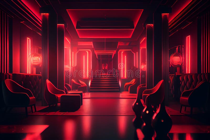 Red Interior of Luxury Nightclub.generative Ai Stock Illustration ...