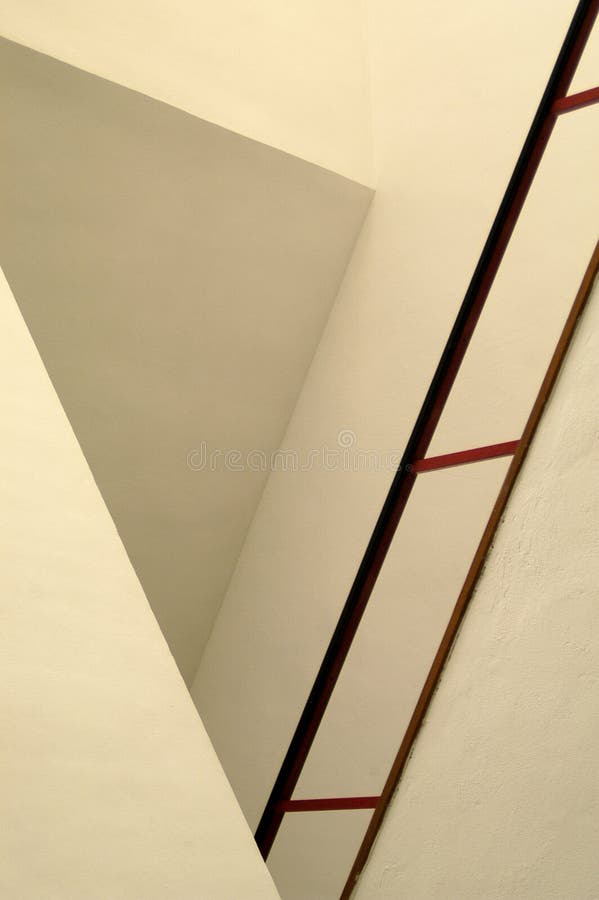 Red Interior Staircase Handrail Stock Image - Image of search, wall ...
