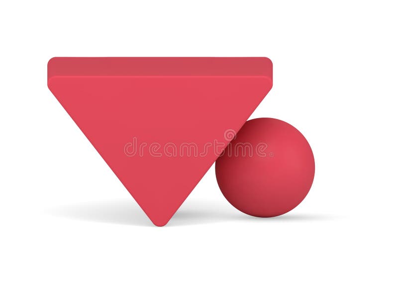 Red Inverted Triangle with Sphere Math Geometric 3d Figure Podium ...