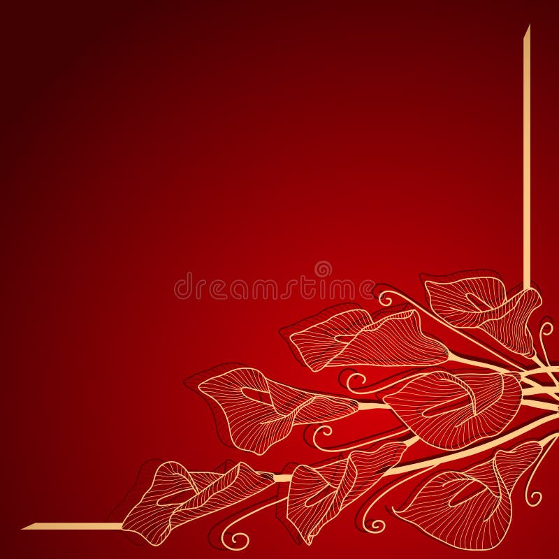 Red Invitation Frame with Gold Flower Stock Vector - Illustration of ...