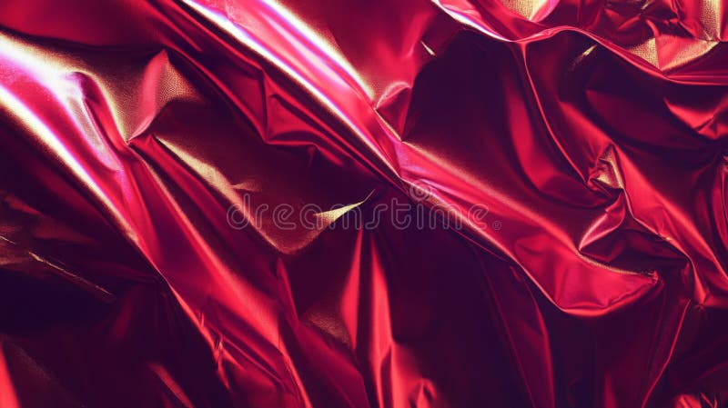 Red Iridescent Fabric Draped in Elegant Folds Stock Illustration ...