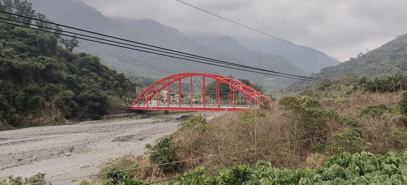 Red Iron Bridge, Jinlun Bridge Stock Photo - Image of overpass, track ...