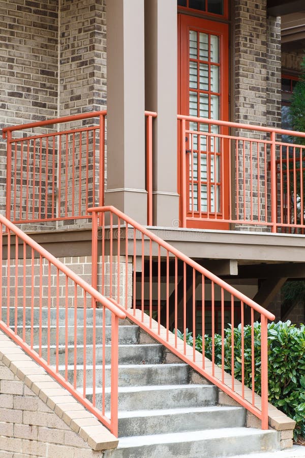Red Iron Railing and Door stock photo. Image of steps - 30238866