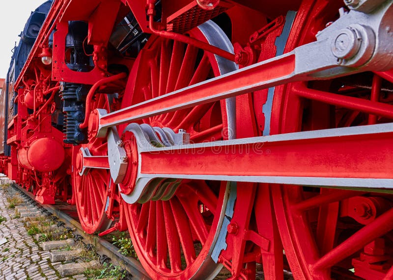 Steam Train Wheels And Connecting Rods. Stock Image - Image of ...