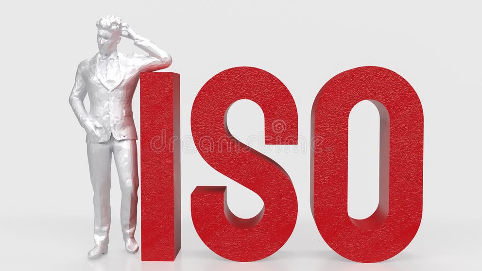 The Red ISO on White Background 3d Rendering Stock Illustration ...
