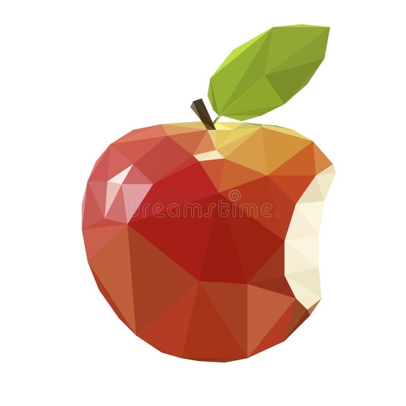 Green Isolated Apple Low Poly Illustration on White Background Stock ...