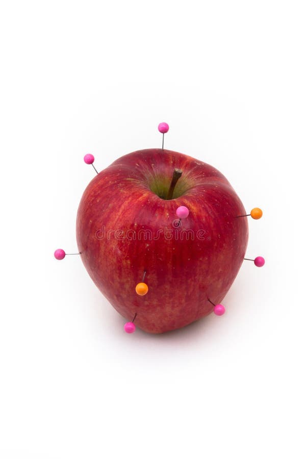 Red Isolated Apple with Pins Stock Photo - Image of food, note: 24692756
