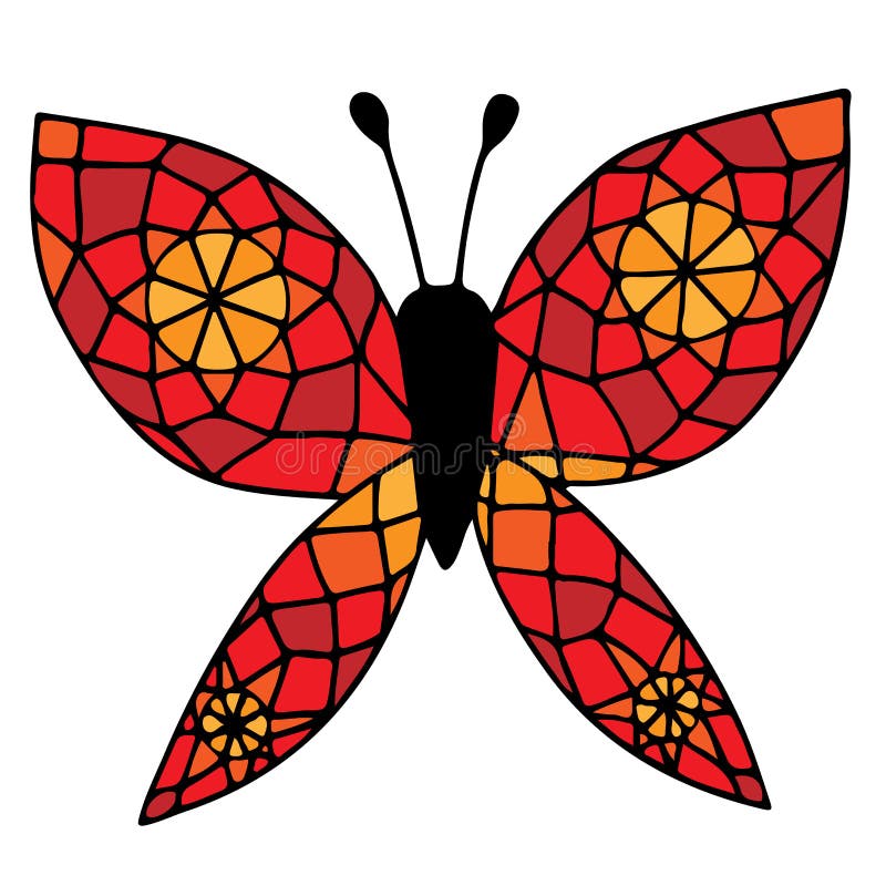 Red Isolated Butterfly with Abstract Pattern on the Wing for Tat Stock ...