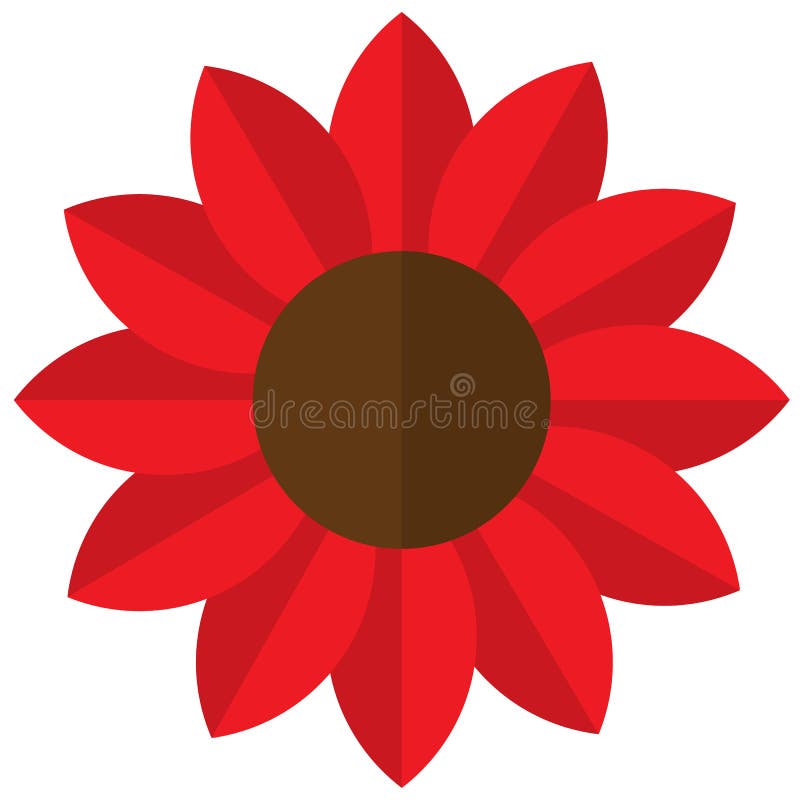 Red Isolated 2D Flower, Vector Illustration Stock Vector - Illustration ...