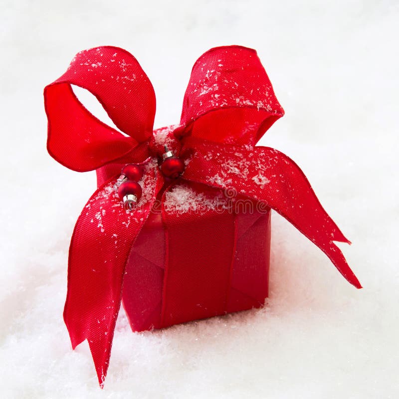 Red Isolated Gift or Present with a Ribbon for Christmas Stock Photo ...