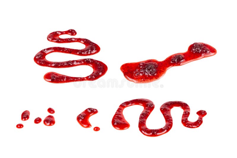 Red Jam Splashes Isolated on White Stock Photo - Image of topping ...