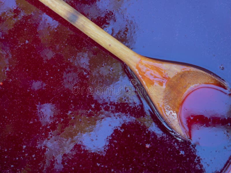 Red jam and spoon stock image. Image of organic, juice - 150989985